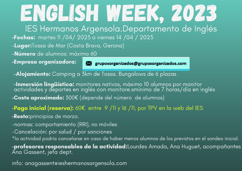 English Week 1º ESO. Información de la última reunión. – IES Hermanos ...